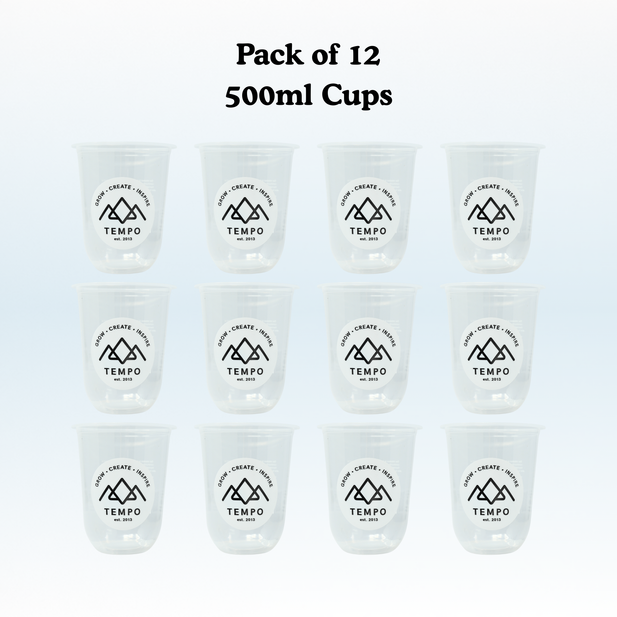 Clear Tempo Bubble Tea Cups (500ml)