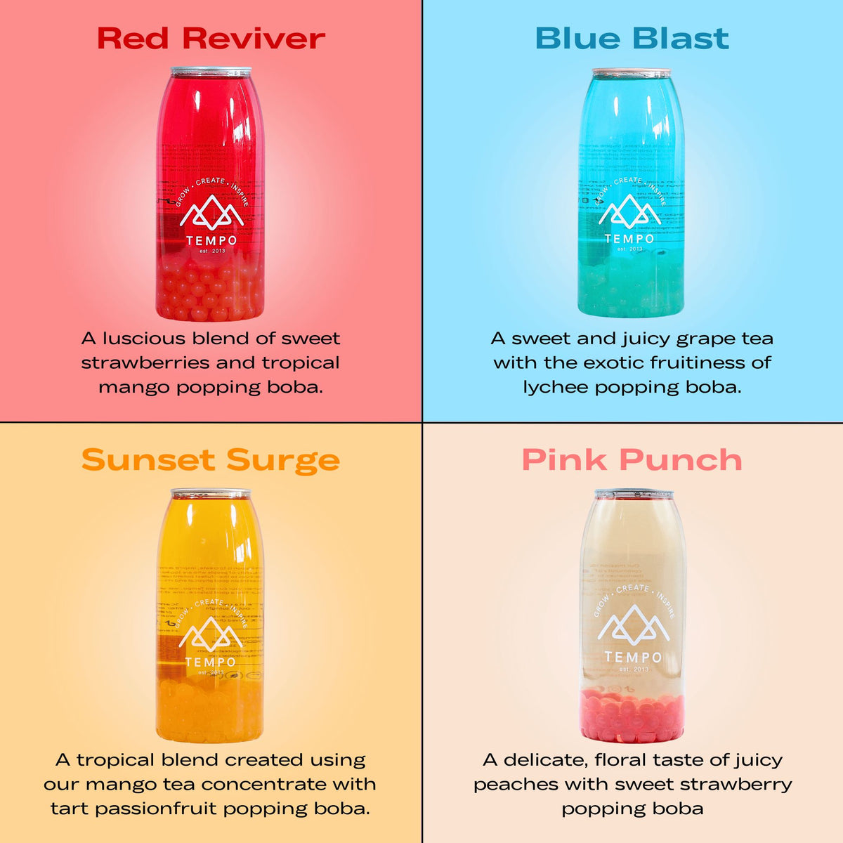 Ready Made Bubble Tea Cans and Fruit Bubble Tea Kits | Tempo Tea Bar