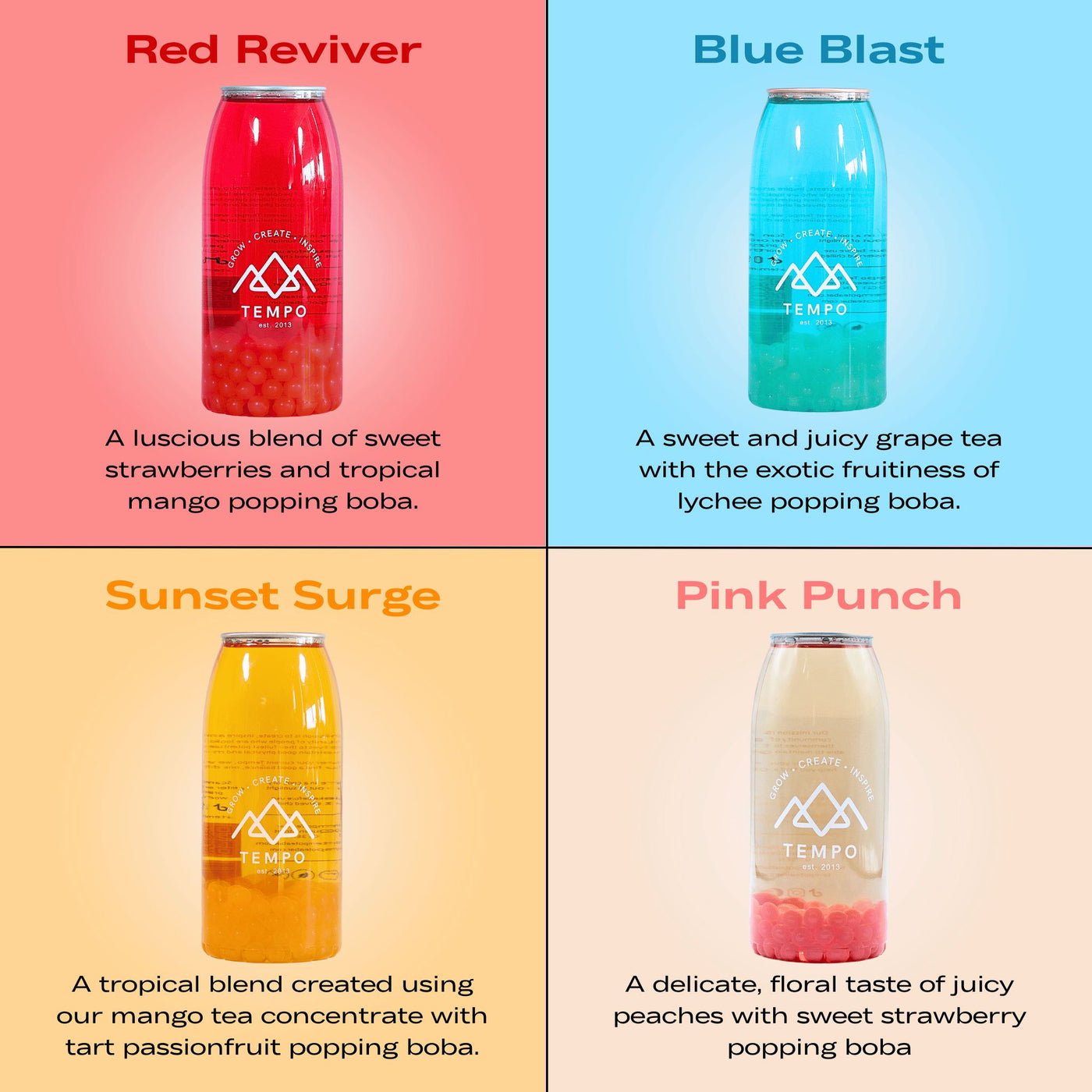 Ready Made Bubble Tea Cans and Fruit Bubble Tea Kits | Tempo Tea Bar