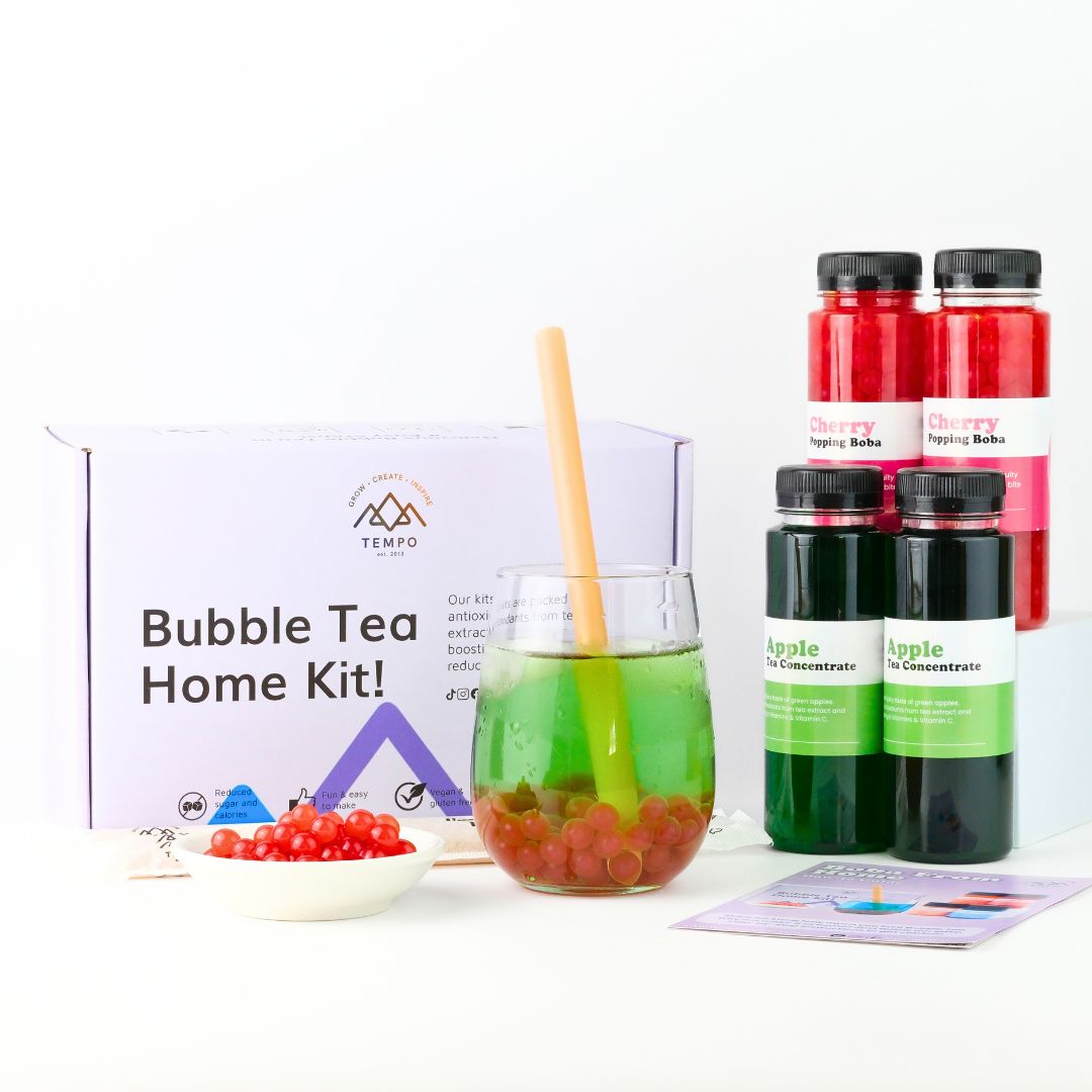 Apple Fruit Bubble Tea Kit with Popping Boba + Vitamins B & C – Tempo ...