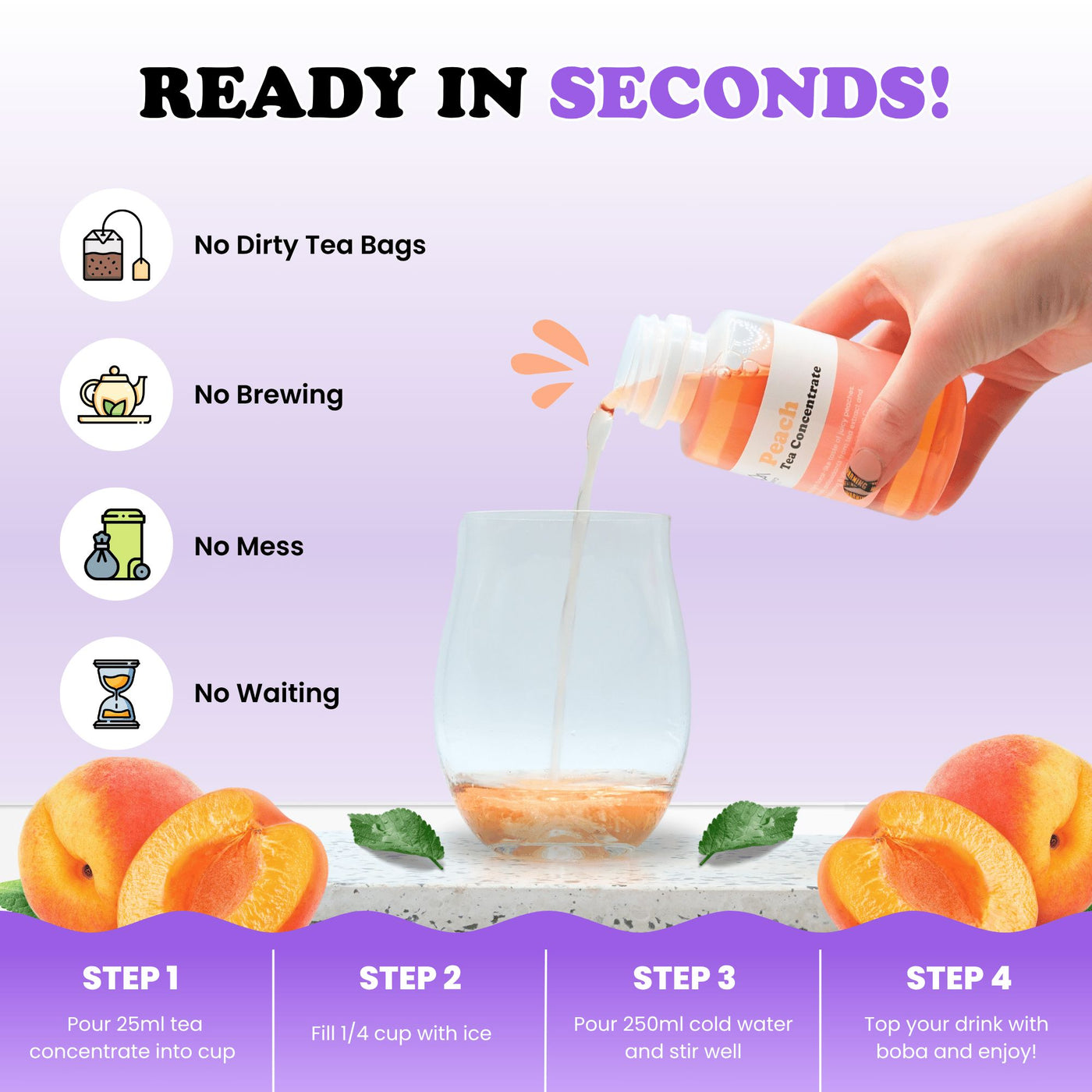 Peach & Mango Fruit Bubble Tea Kit with Popping Boba | Serves 12 ...