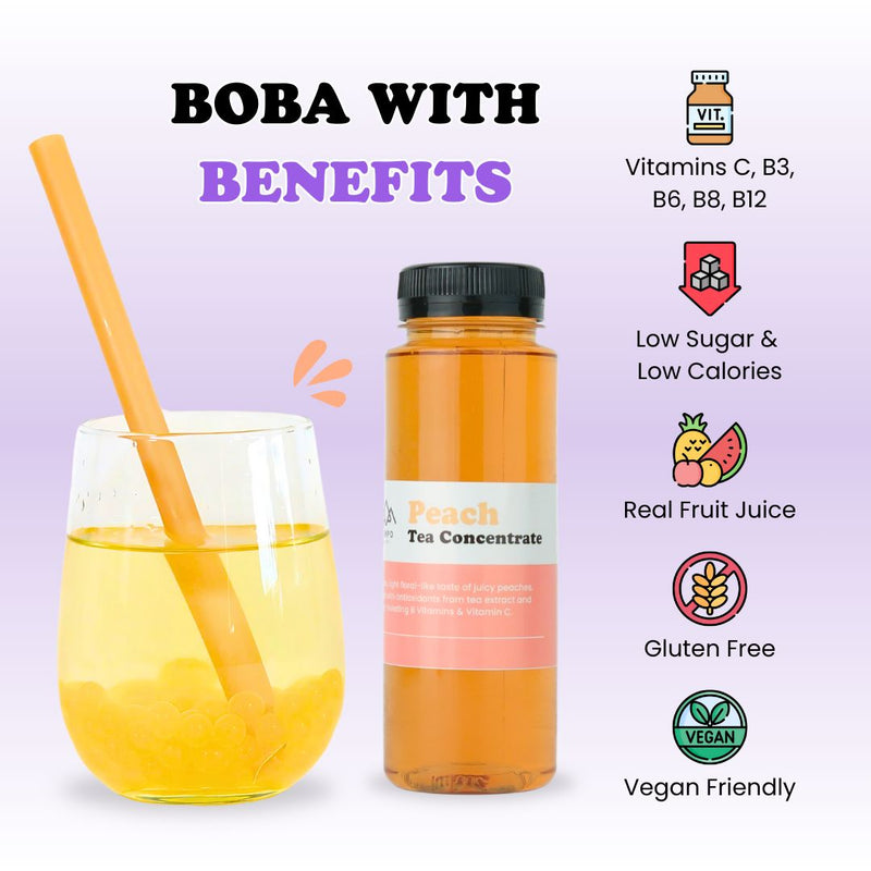 Peach & Mango Fruit Bubble Tea Kit with Popping Boba | Serves 12 ...