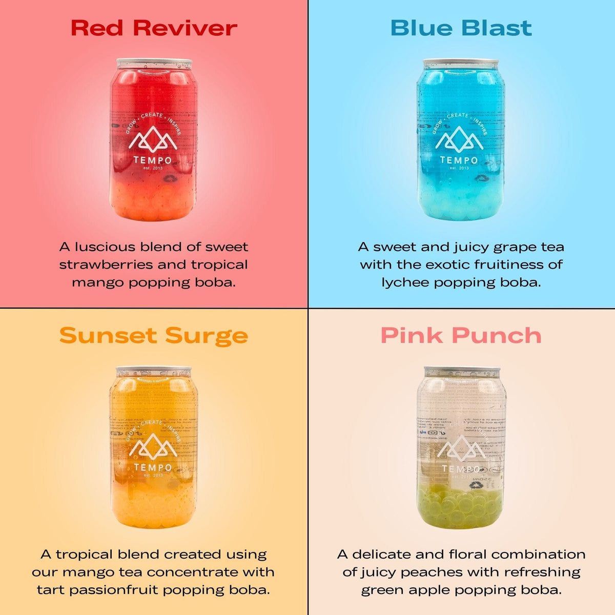 Ready Made Bubble Tea Cans and Fruit Bubble Tea Kits | Tempo Tea Bar